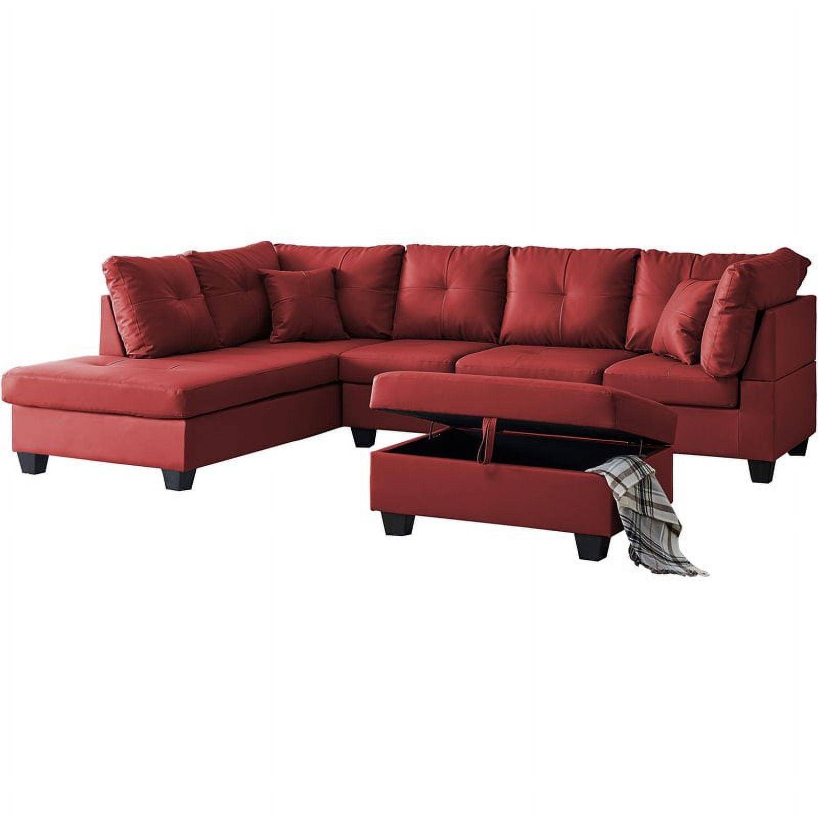 Titanic Furniture Canton 2-Piece Faux Leather Sectional in Red Matte ...
