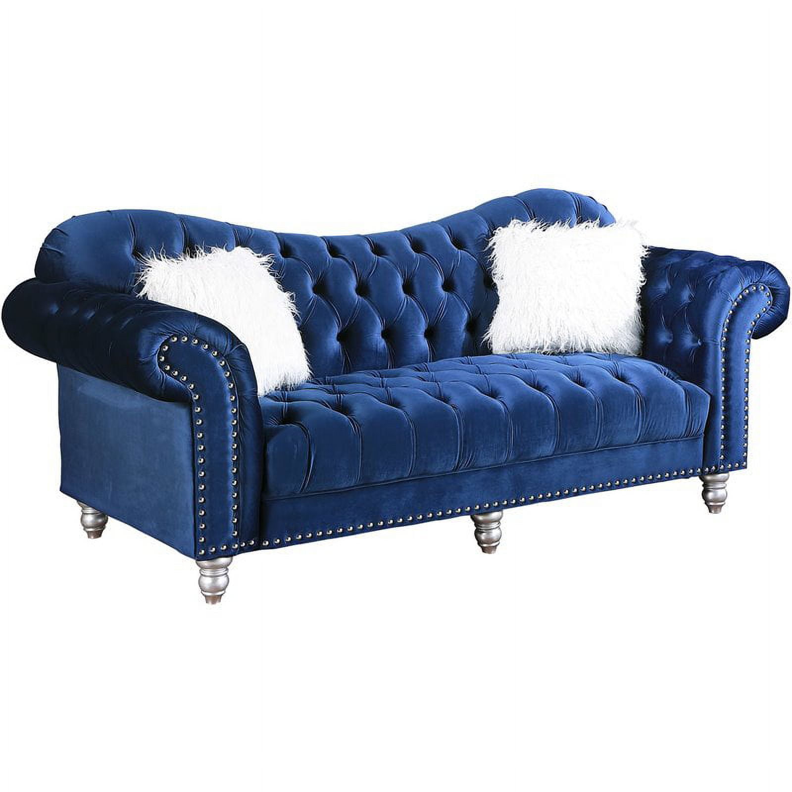 Titanic Furniture Mariann Button-Tufted Velvet Sofa with Nailheads in ...