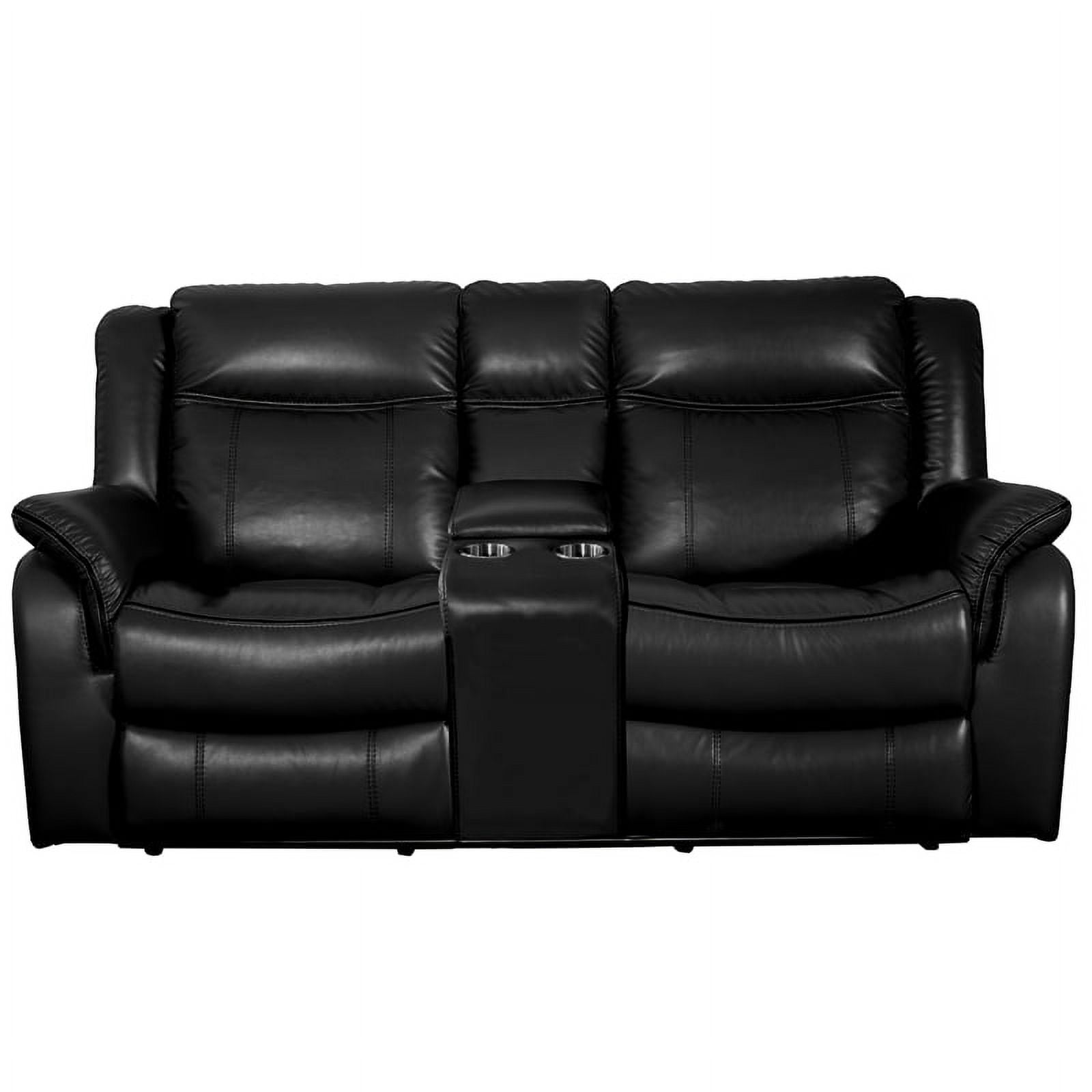 Titanic Furniture Olaf Manual Reclining Bonded Leather Loveseat - Black ...