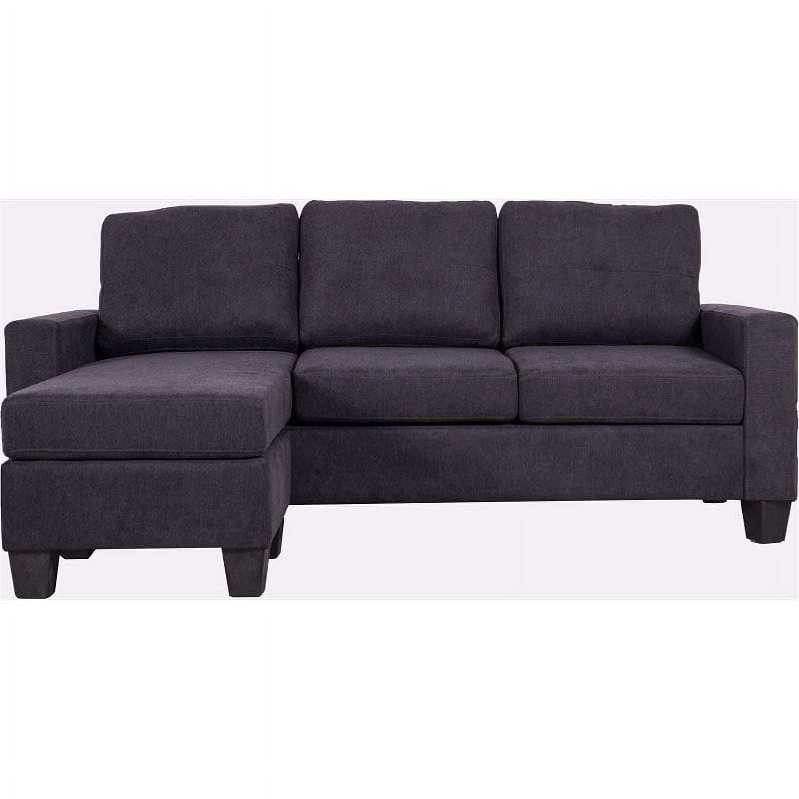 Titanic Furniture Ziva Black Fabric 3-Seater Sofa/Chaise w/ Fluffy Back ...