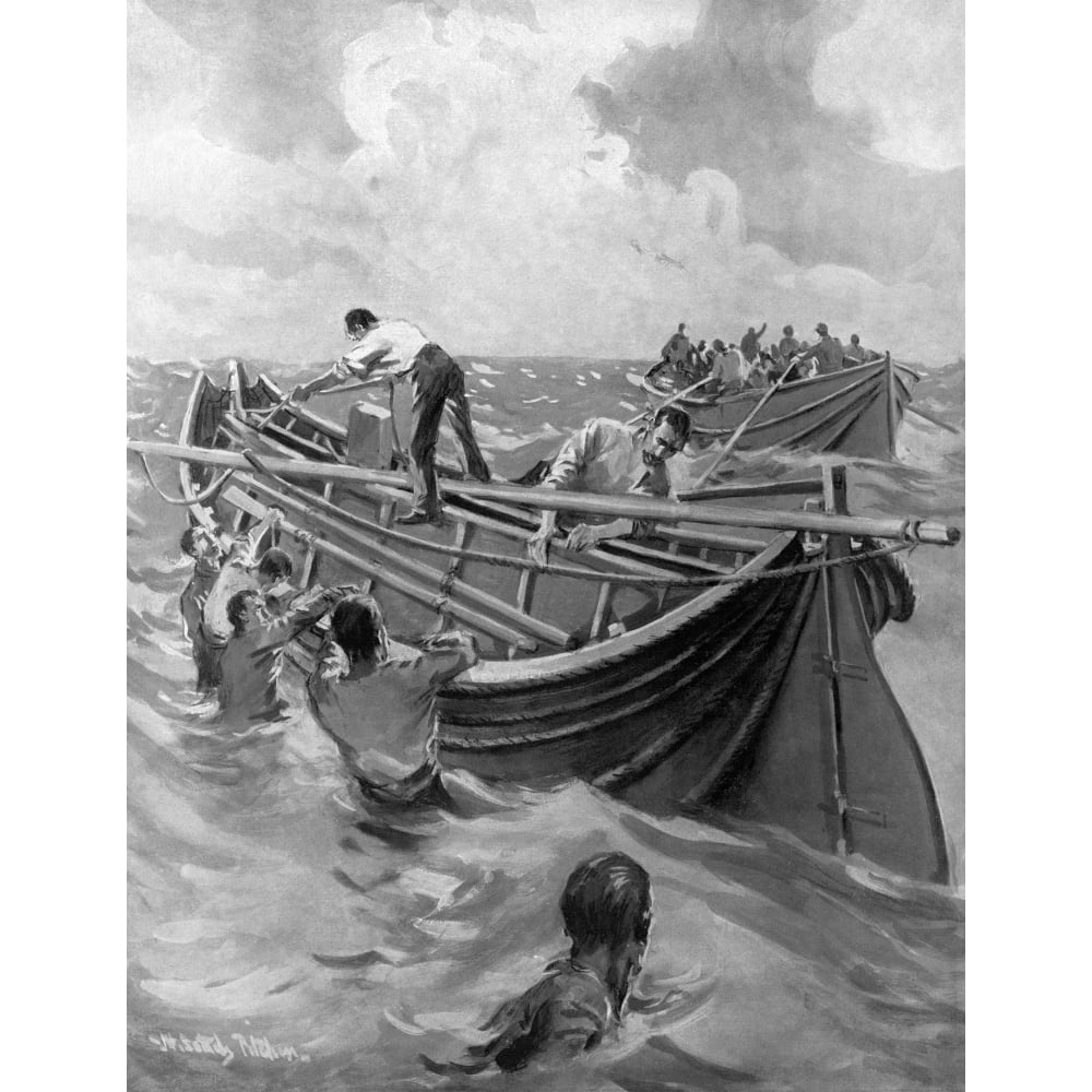 Titanic Lifeboats 1912. Nmen Opening Up The Folding Lifeboats Of The ...