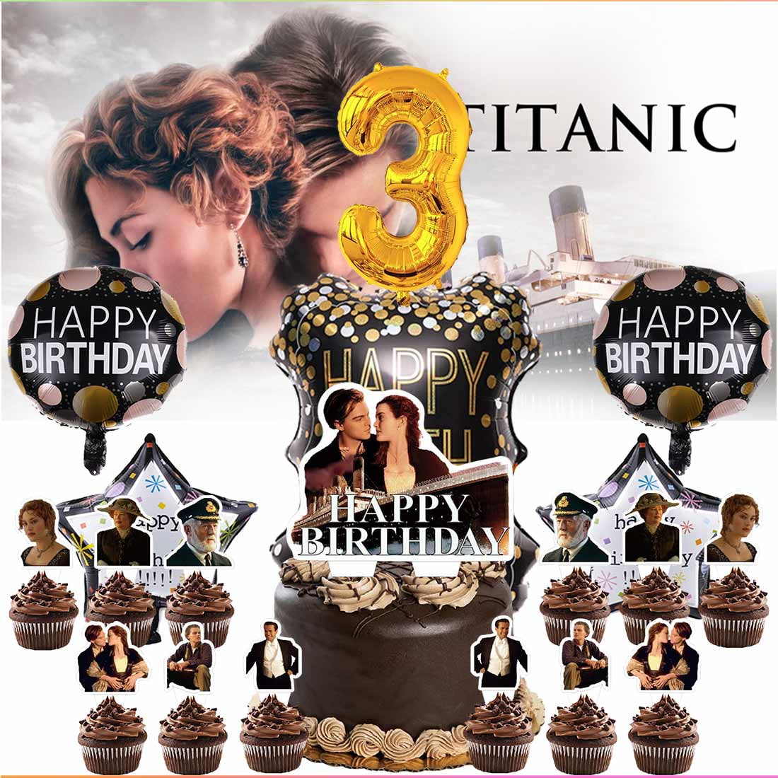Titanic Party Supplies Decor 3rd Kit Balloons Birthday Cake Topper ...