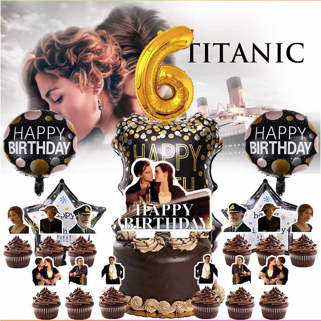 Titanic Party Supplies Decor 6th Kit Balloons Birthday Cake Topper ...