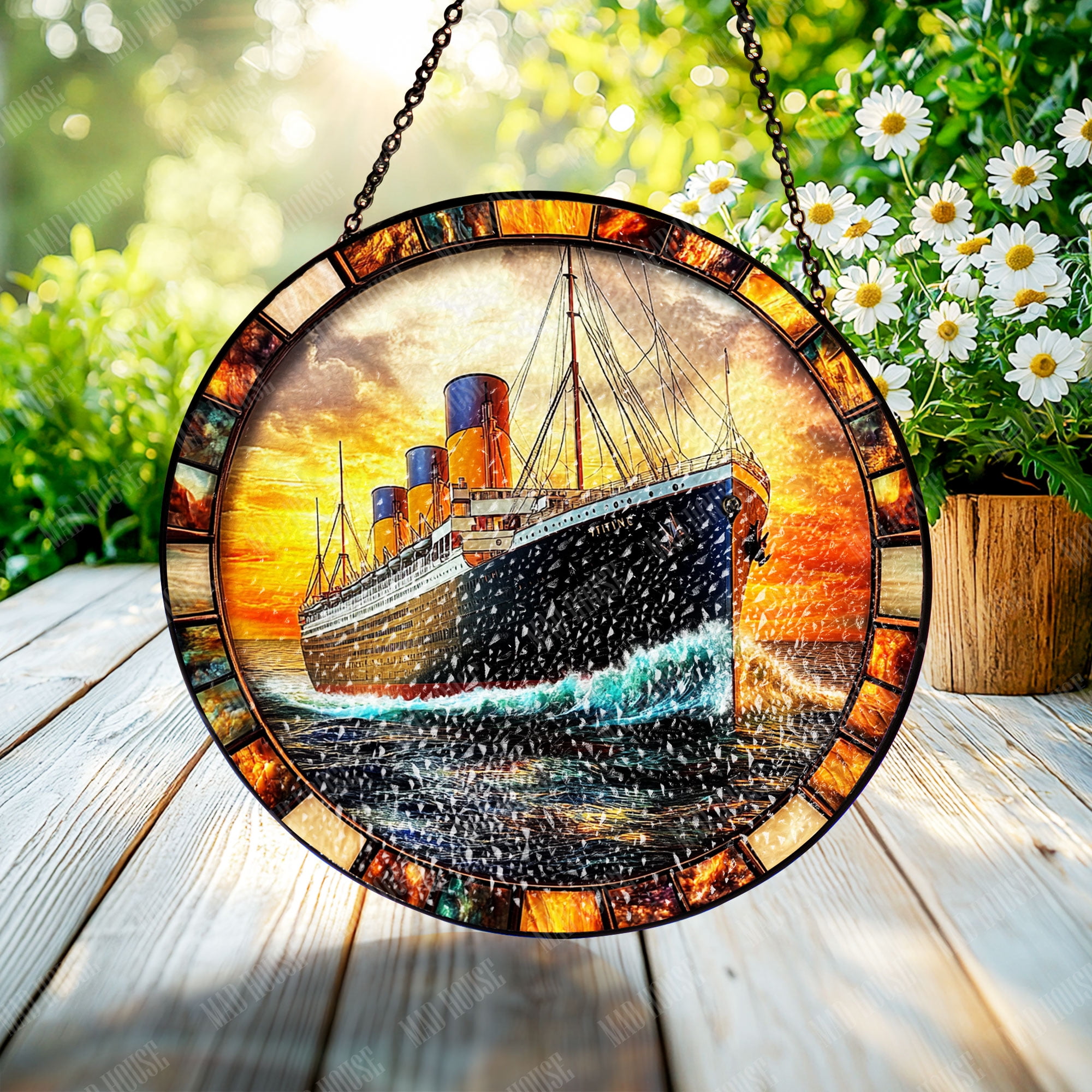 Titanic Ship Stained Glass Ornament, Iconic Design for History and ...