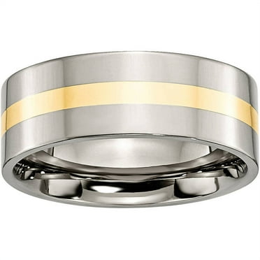 Finest Gold 10KY 5 mm Half Round with Edge Ring, Band Size 9 - Walmart.com