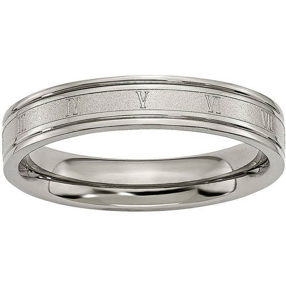 Titanium 4mm Brushed and Polished Roman Numerals Band - Walmart.com