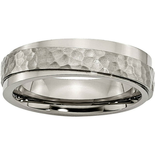 Titanium 6mm Ridged Edge Hammered and Polished Band - Walmart.com