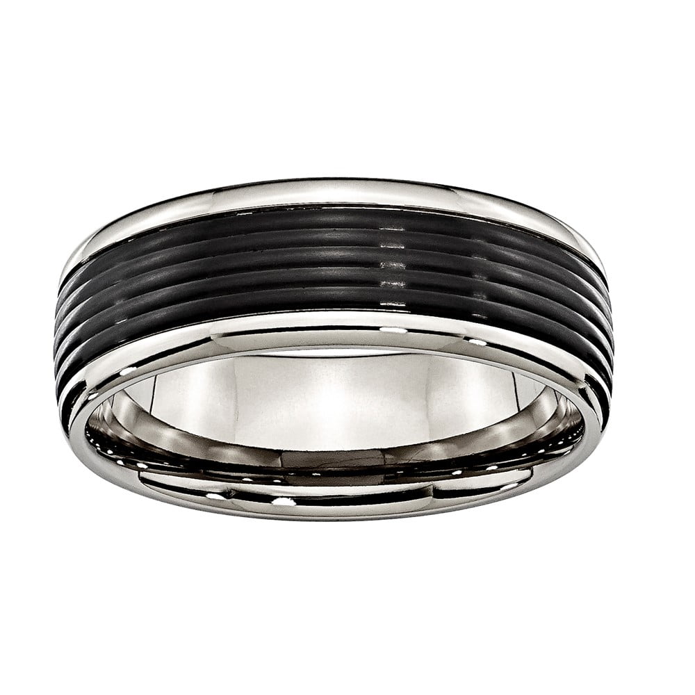 Titanium 8mm CF w/Black Enamel Inlay Band - Walmart.com