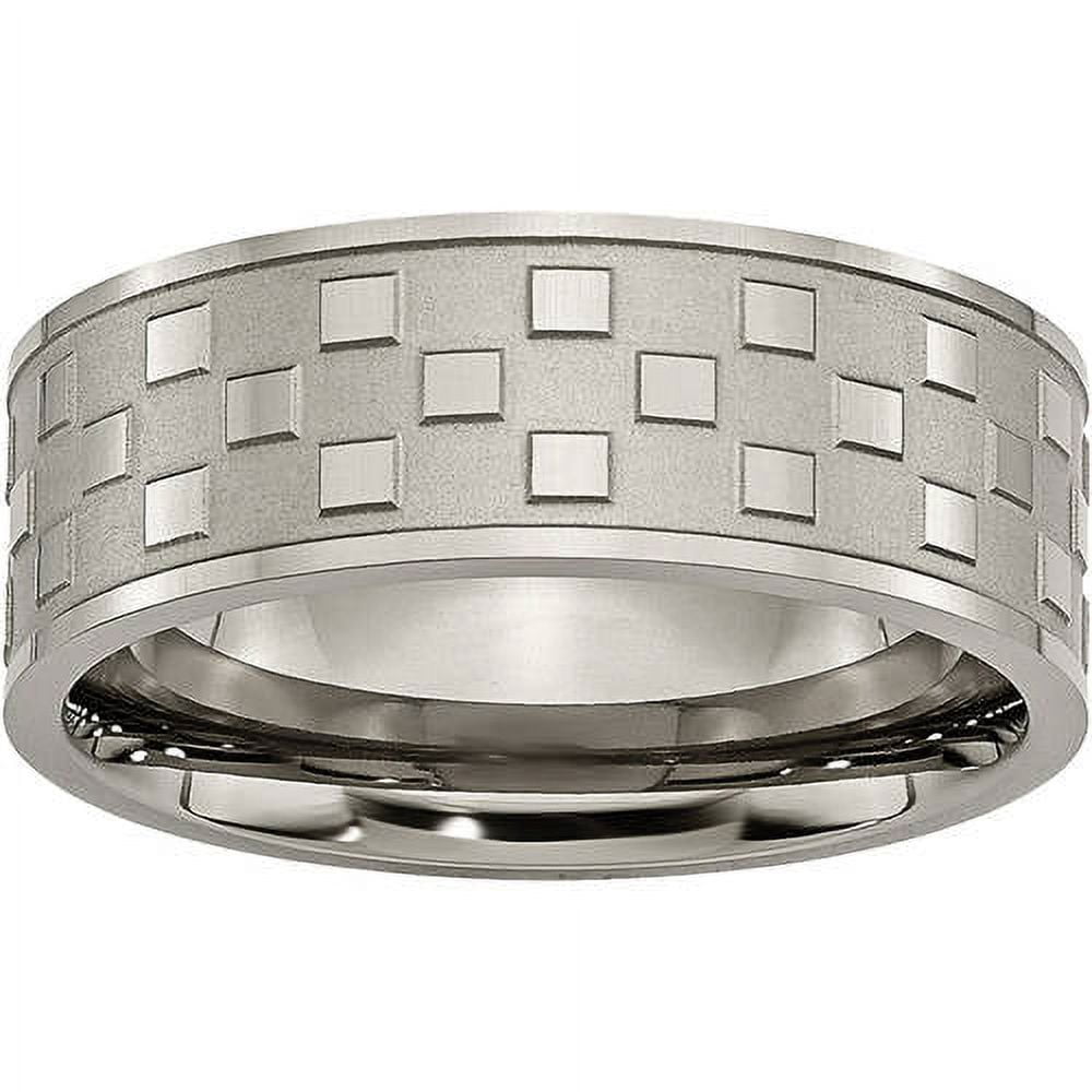 Titanium 8mm Satin and Polished Checkered Band - Walmart.com