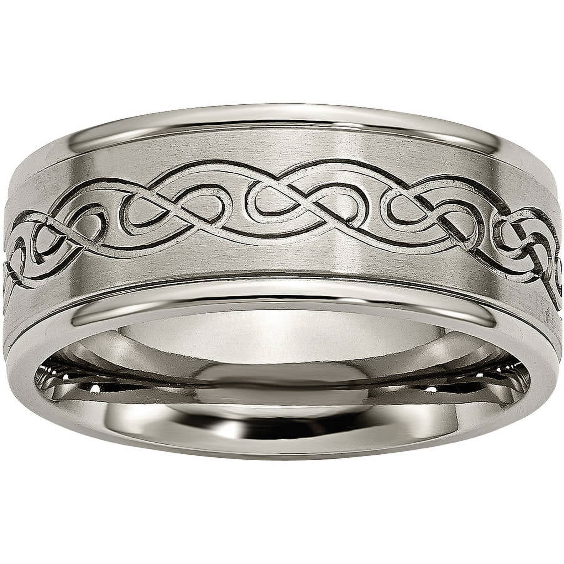 Titanium 9mm Scroll Design Brushed and Polished Band - Walmart.com