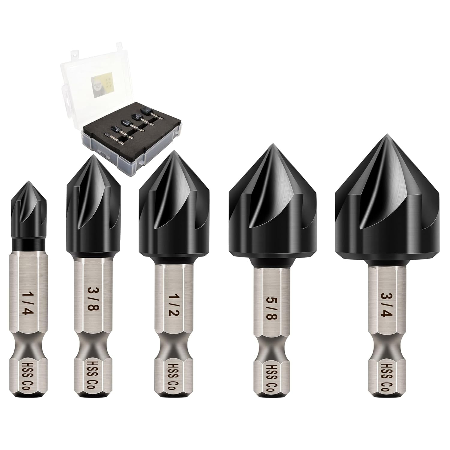 Titanium Aluminum Nitride Coated Countersink Drill Bit Set with Quick ...