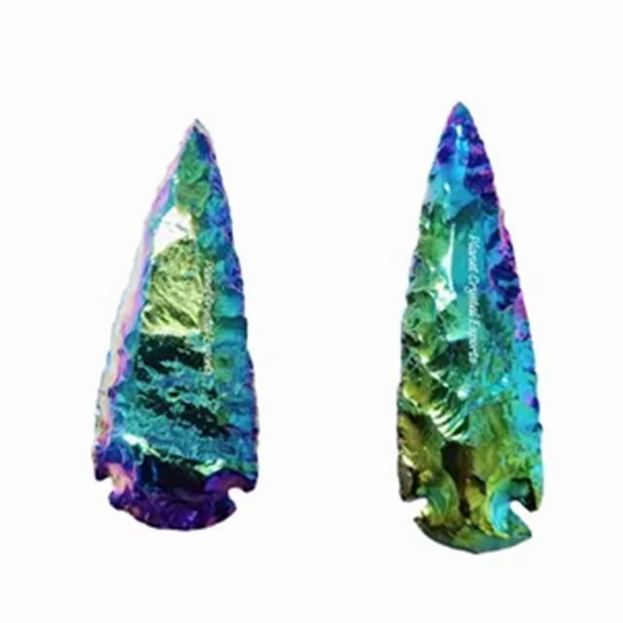 Titanium Aura Obsidian Arrowhead, Natural Crystal and Healing Stone ...