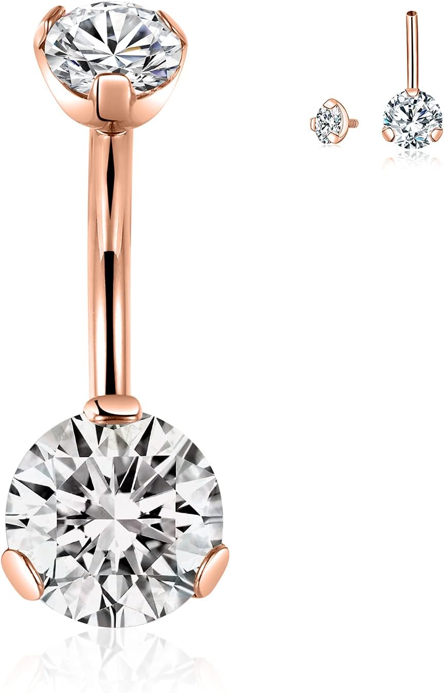 Titanium Belly Button Ring 14G Belly Jewelry Navel Bar Internally ...