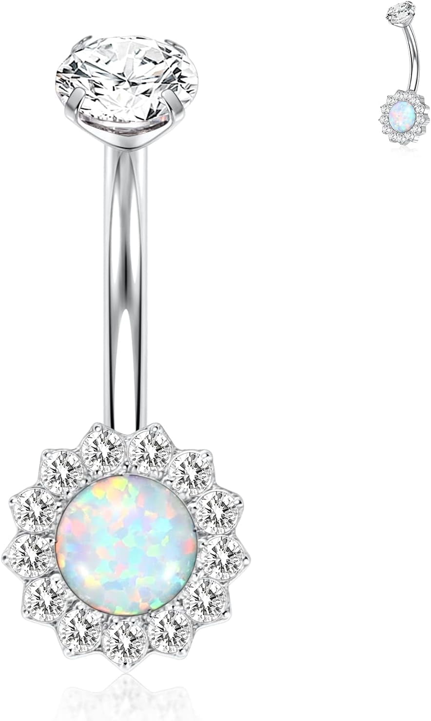 Titanium Belly Button Ring Sunflower Shape Belly Jewelry Navel Bar ...