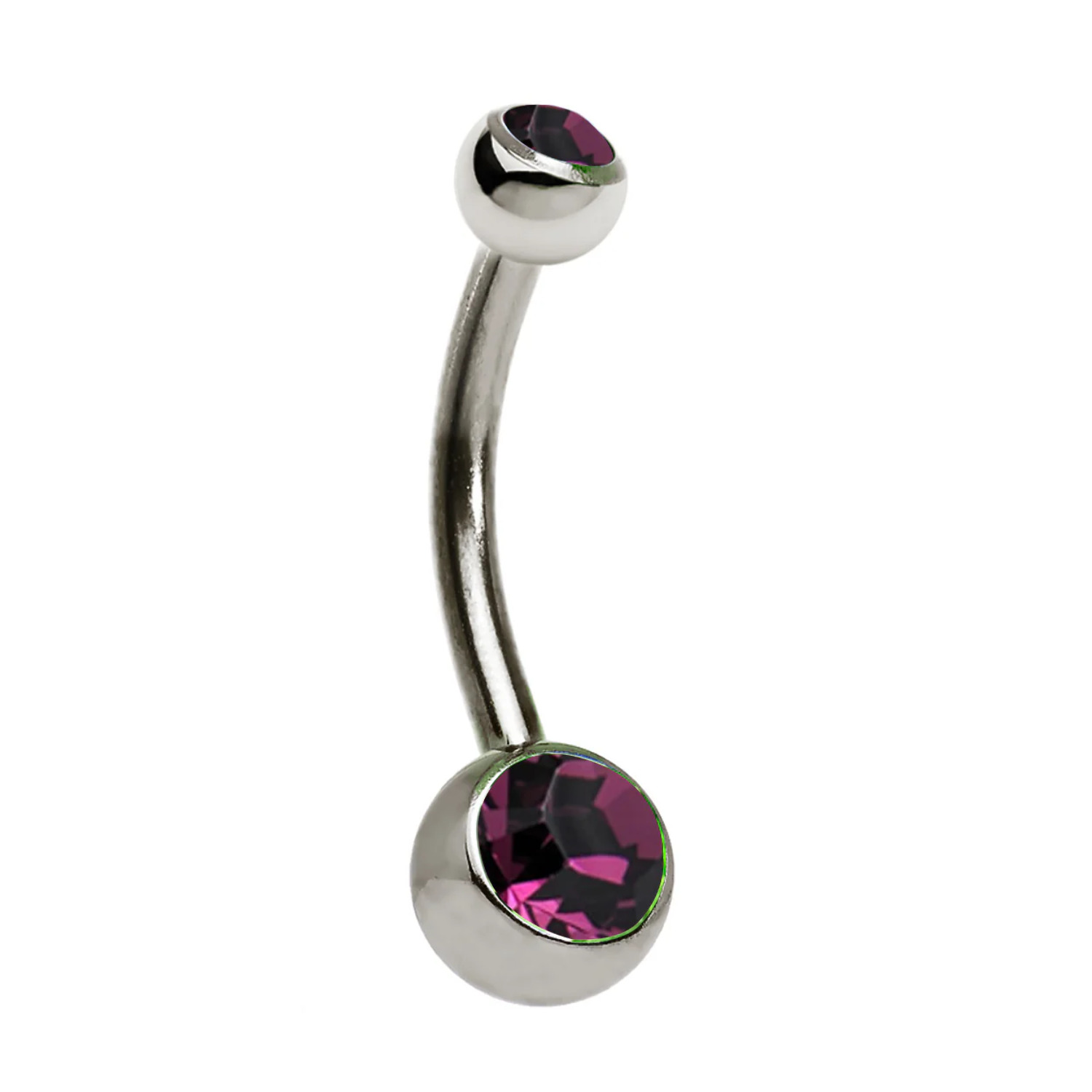 Titanium Belly Ring 14 Gauge 1/2" (12 MM) Double Color CZ Gems ...