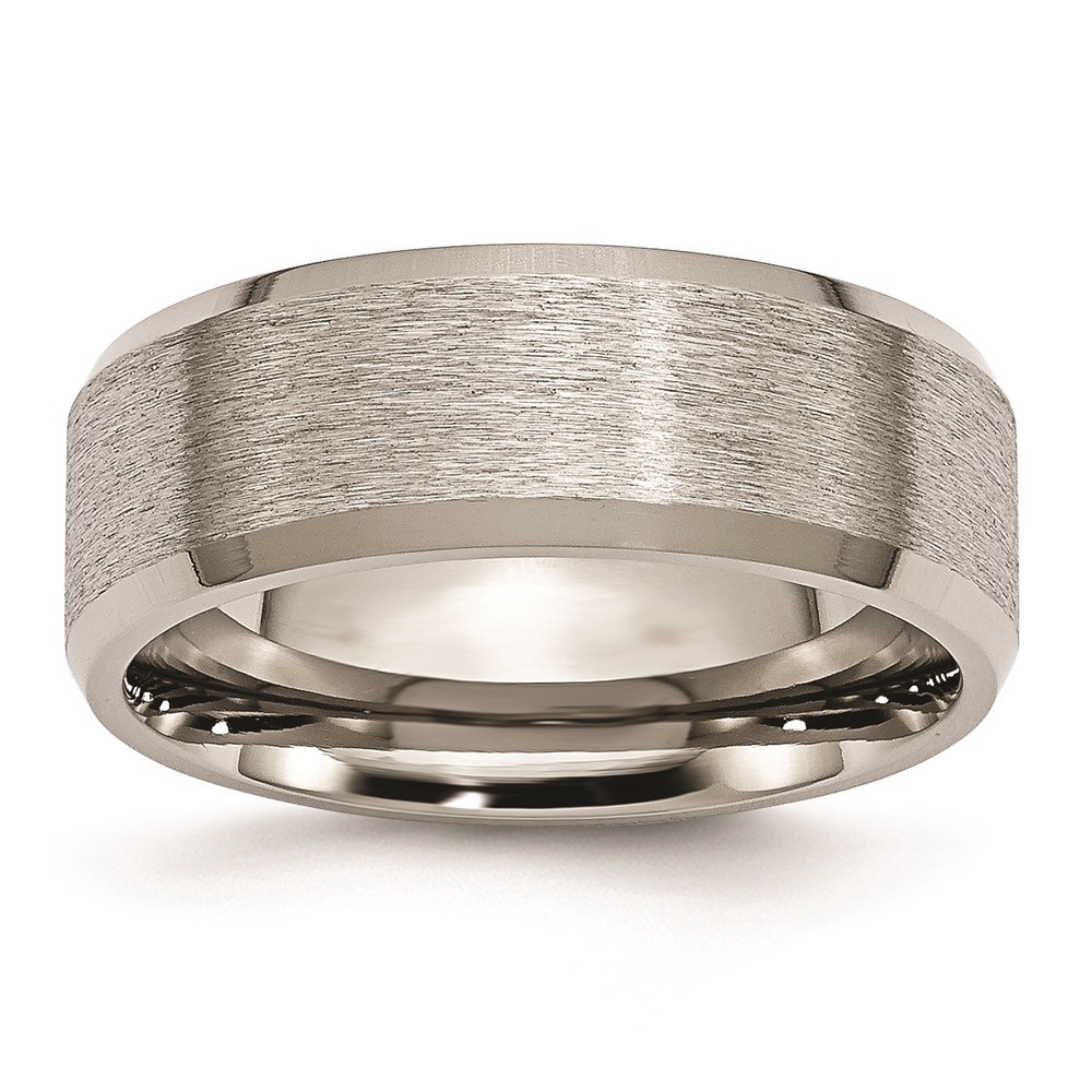 Titanium Beveled Edge 8mm Satin and Brushed Bridal Engagement Wedding ...