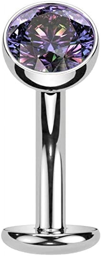 Titanium Bezel CZ Ball Top with Threadless Floating Convex Belly Navel ...