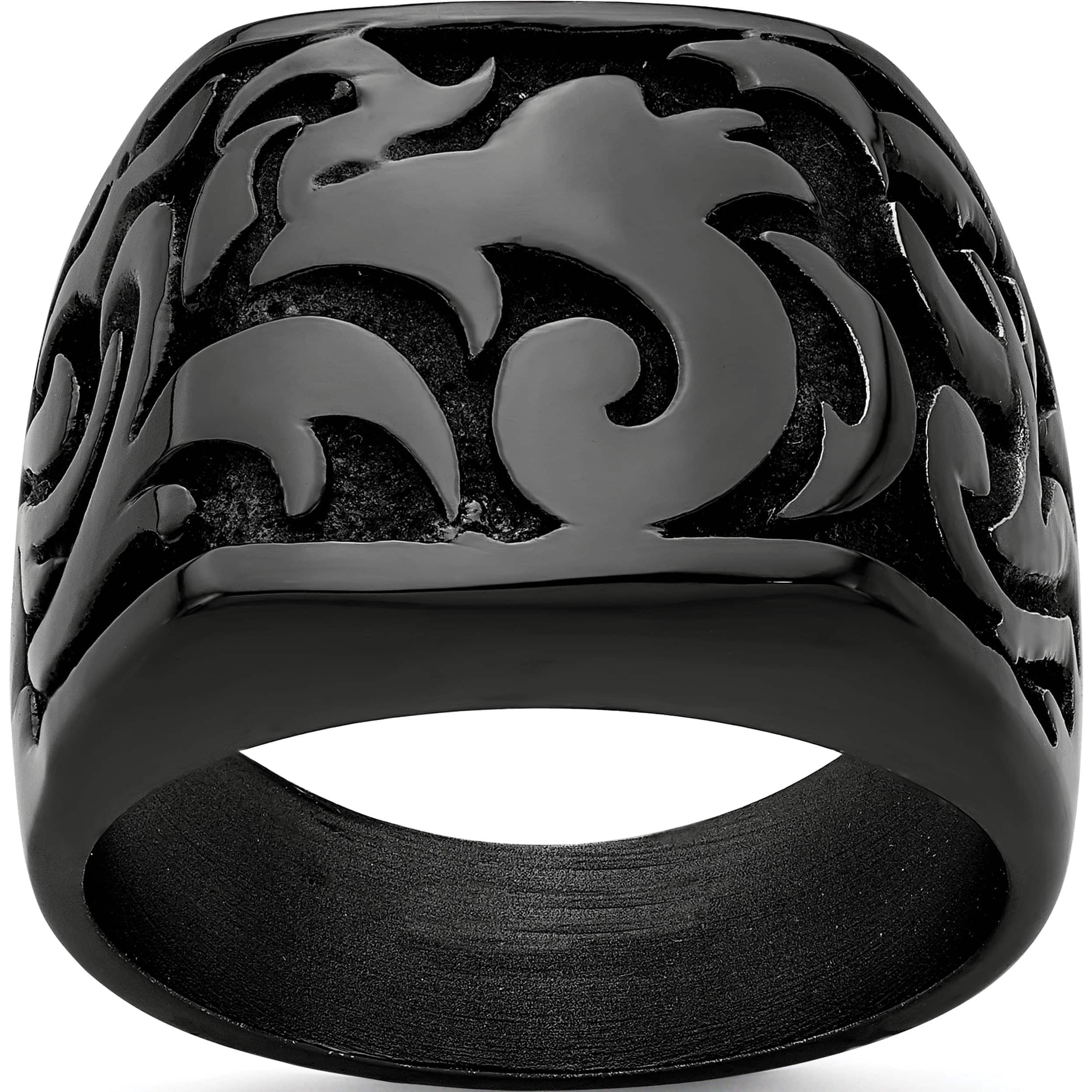 Titanium Black Ti Casted Design Signet Ring - Walmart.com