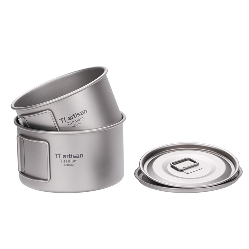 Titanium Bowl With Folding Handle Camping Bowl Dinner Food Container ...