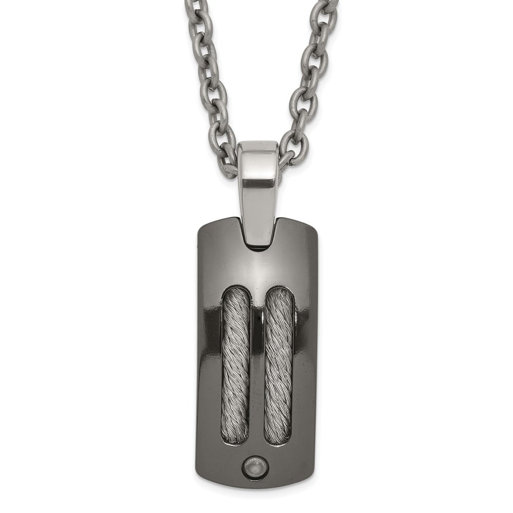 Titanium Cable Necklace with Pendants Chain Titanium/Ster.Sil Black Ti ...
