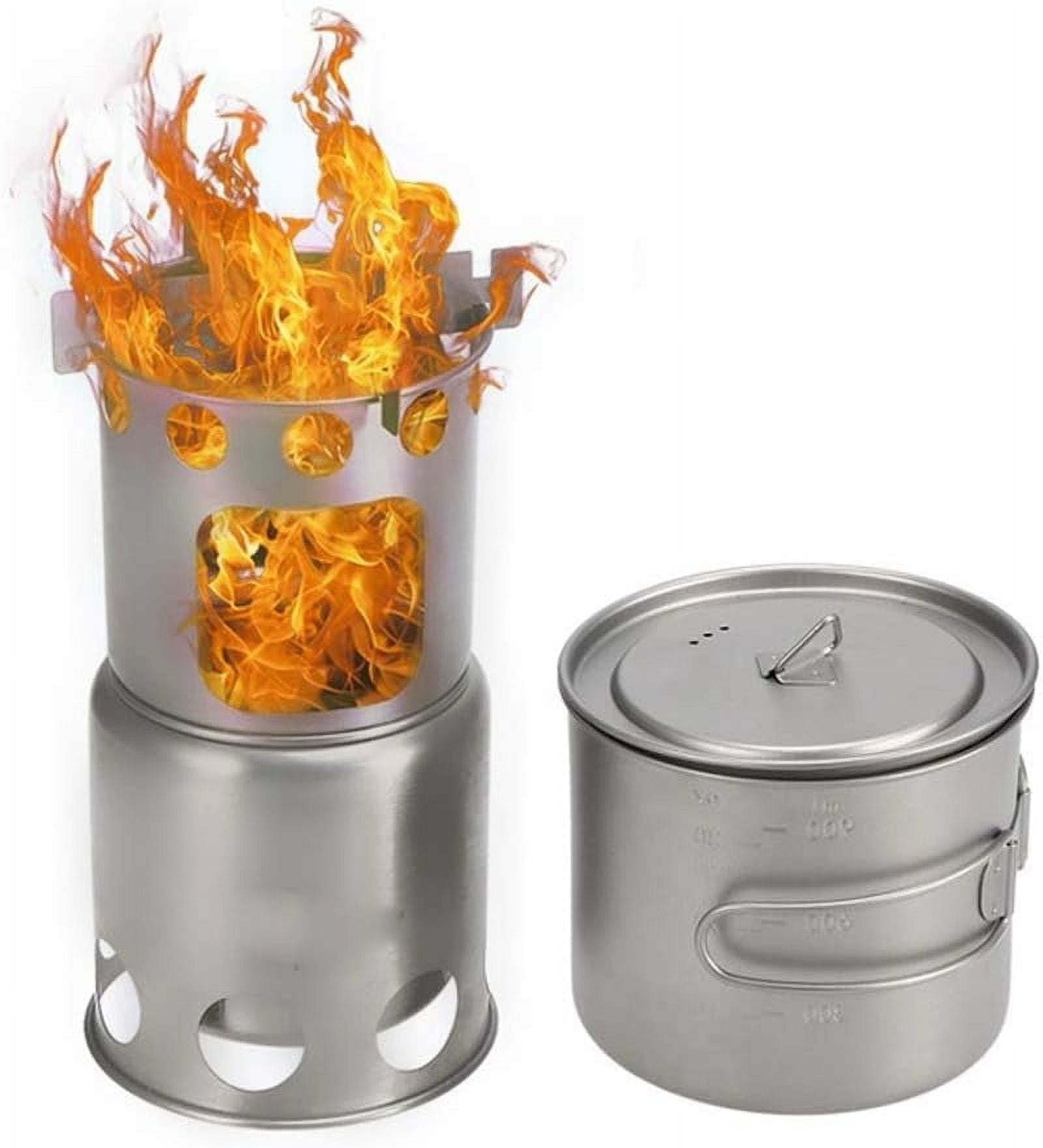 Titanium Camping Cookware Set Outdoor Wood Stove Outdoor Pot Folding ...