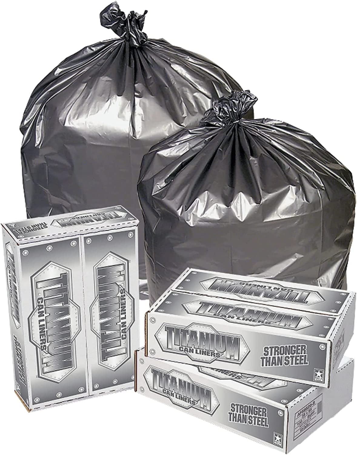 Titanium Can Liners, 55-60 Gallons, 1.7 Mil, Silver, Pack Of 50 ...