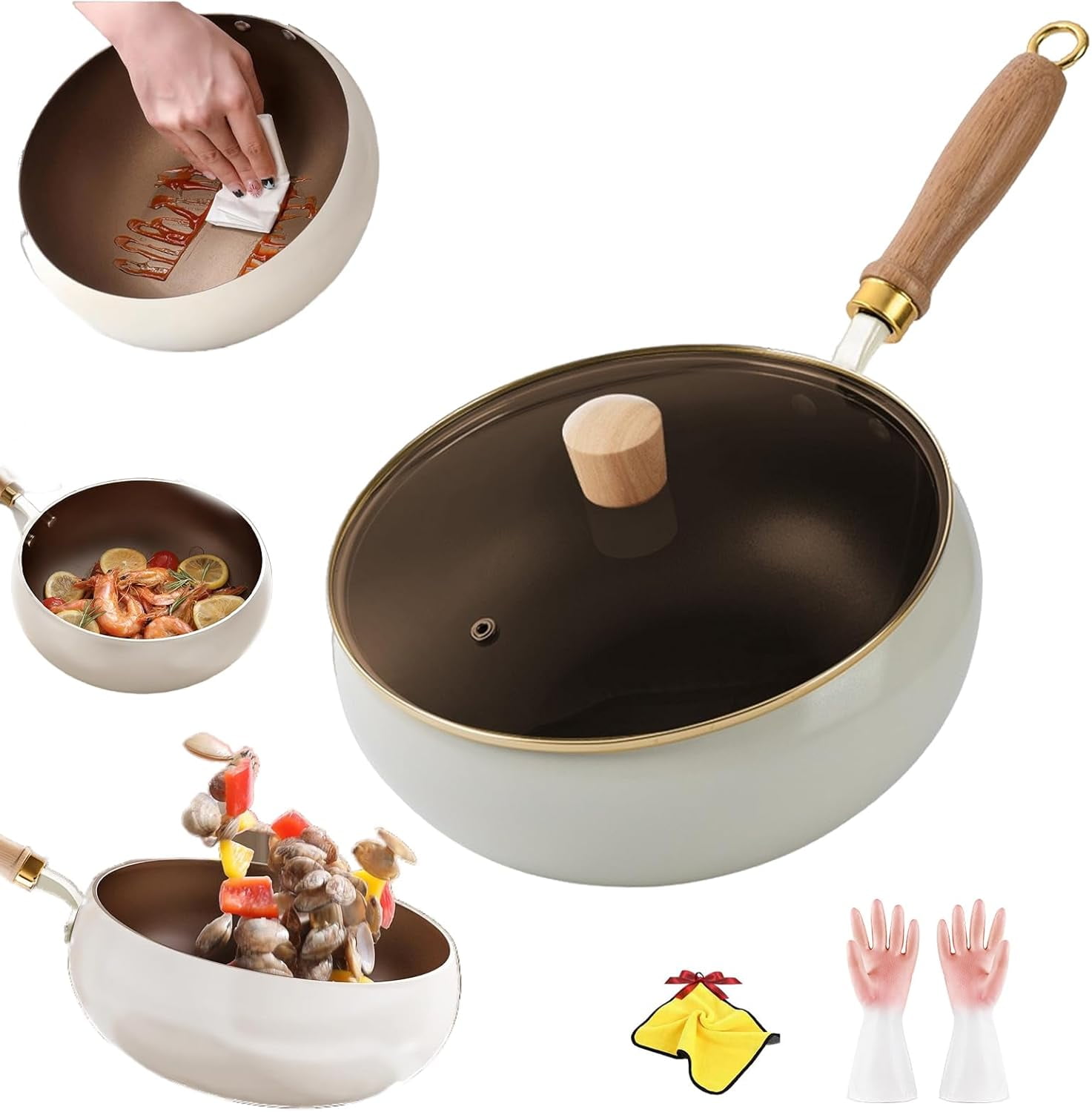 Titanium Ceramic Non-Stick Frying Pan for All Stovetops, Uncoated Thick ...