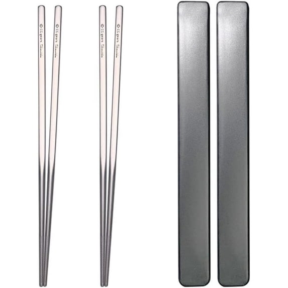 Titanium Chopsticks, 2 Pairs of Chopsticks with Plastic Travel Case for ...