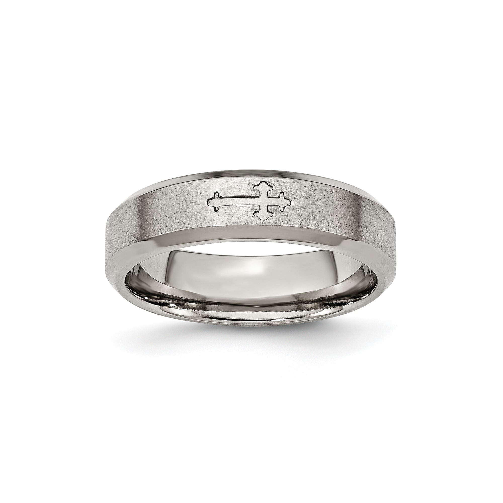 Titanium Christian Ring for Men with Orthodox Cross, Brushed Band and ...