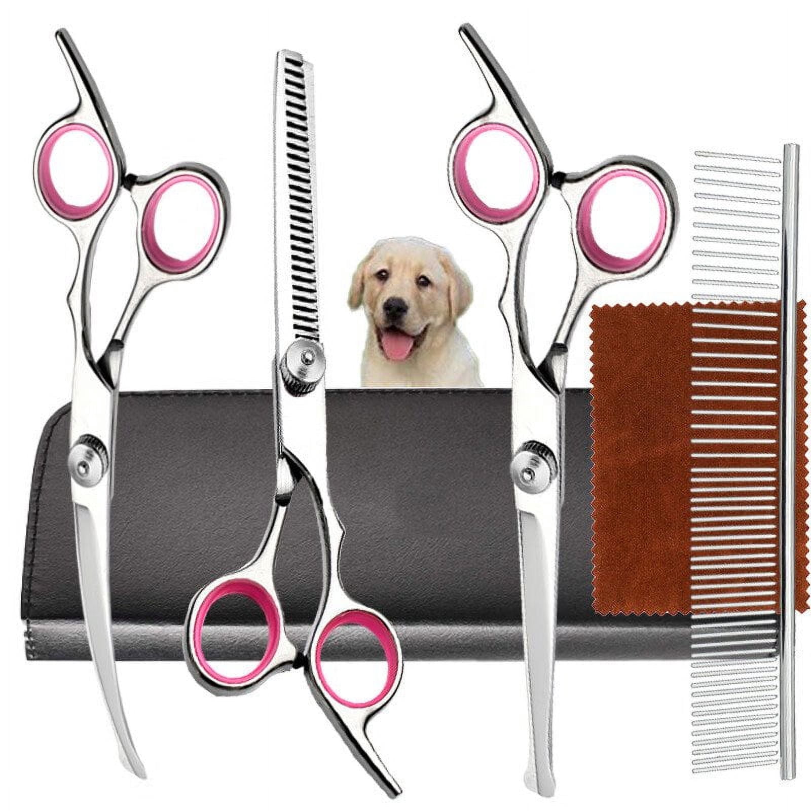 Titanium Coated 6 in 1 Stainless Steel Dog Grooming Scissors Set, Round ...