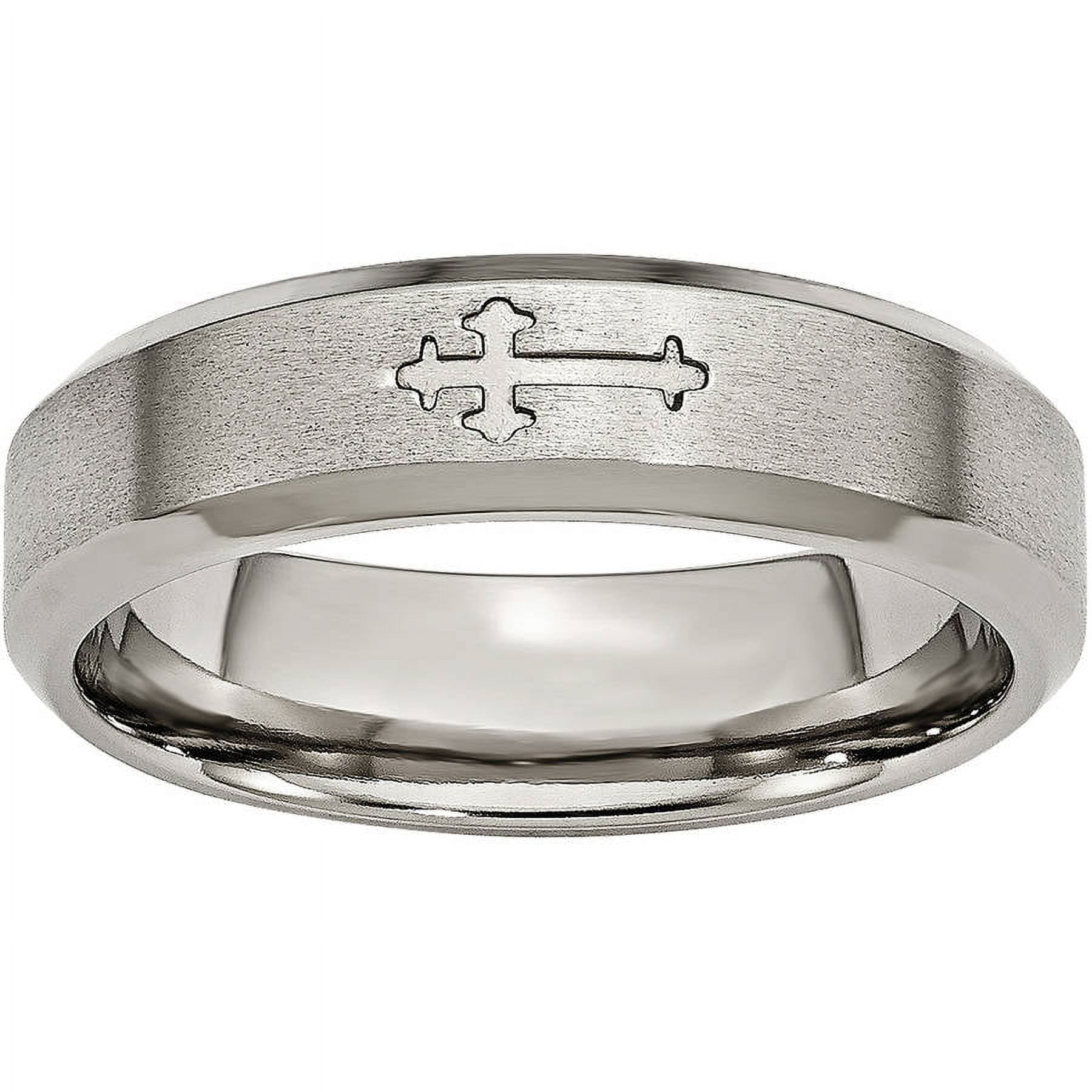 Titanium Cross Design 6mm Satin Beveled Edge Band - Walmart.com