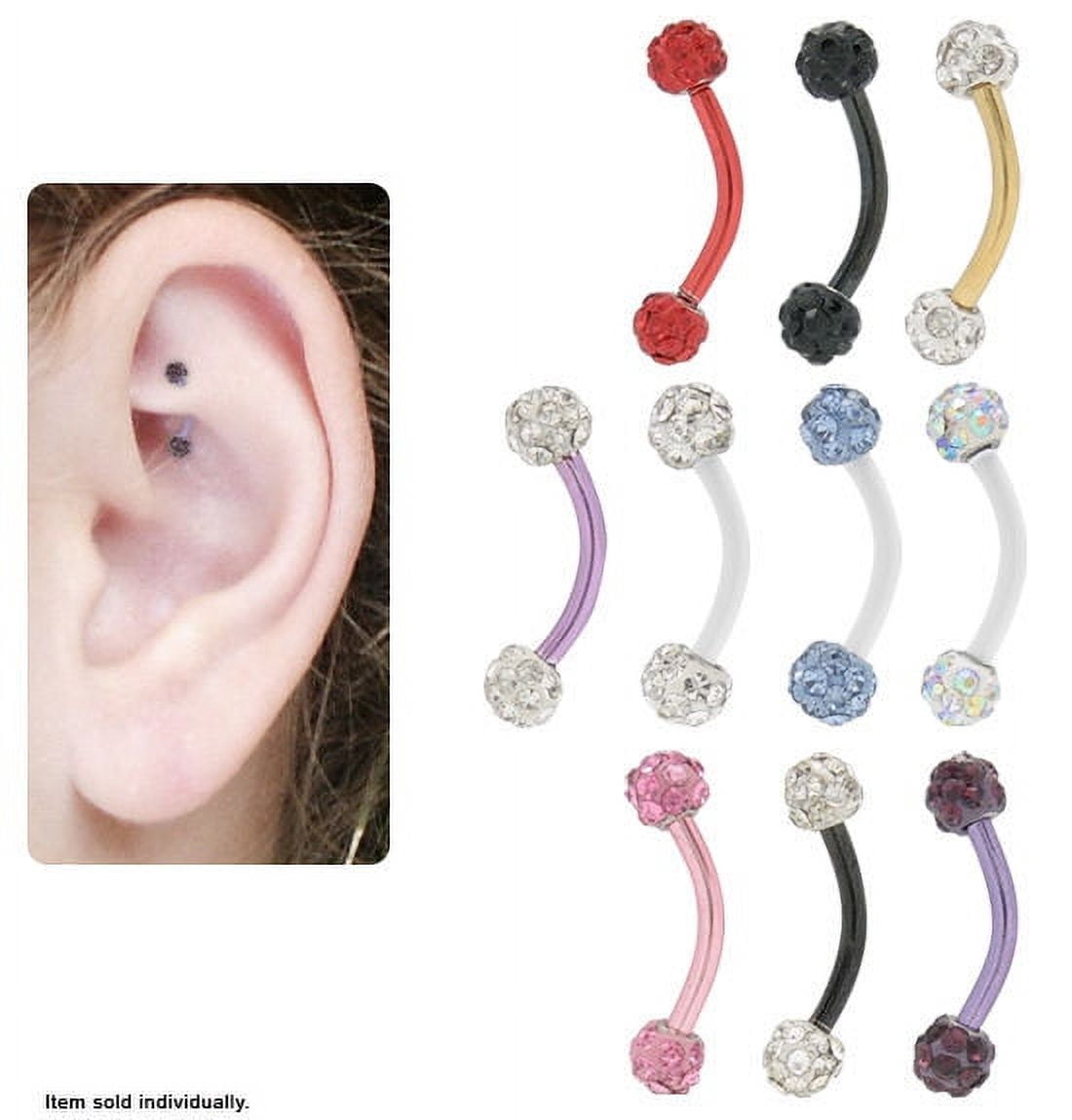 Titanium Curved Rook Earring with Cz Jewels - Walmart.com