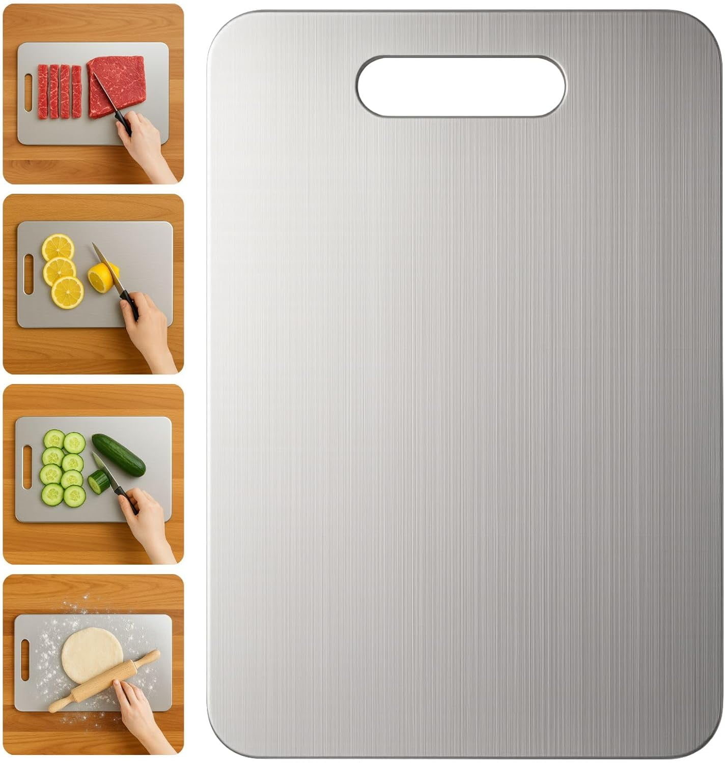 Titanium Cutting Board - 18"L x 12"W, Double Sided, Non-Toxic, Hygiene ...