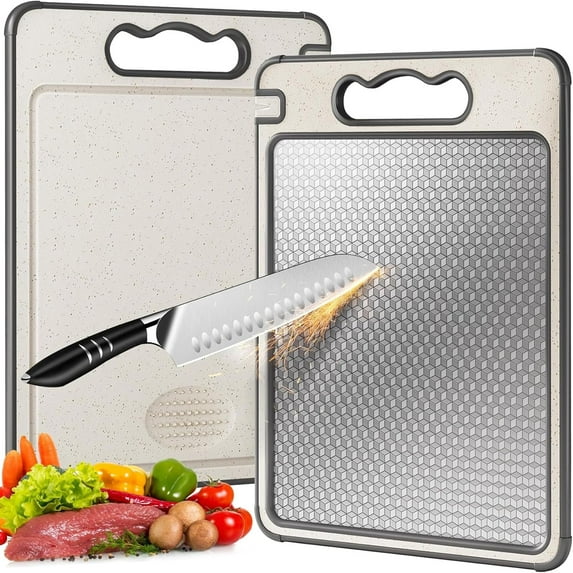 Titanium Cutting Board with Knife Sharpener - Double-Sided Non-Porous ...