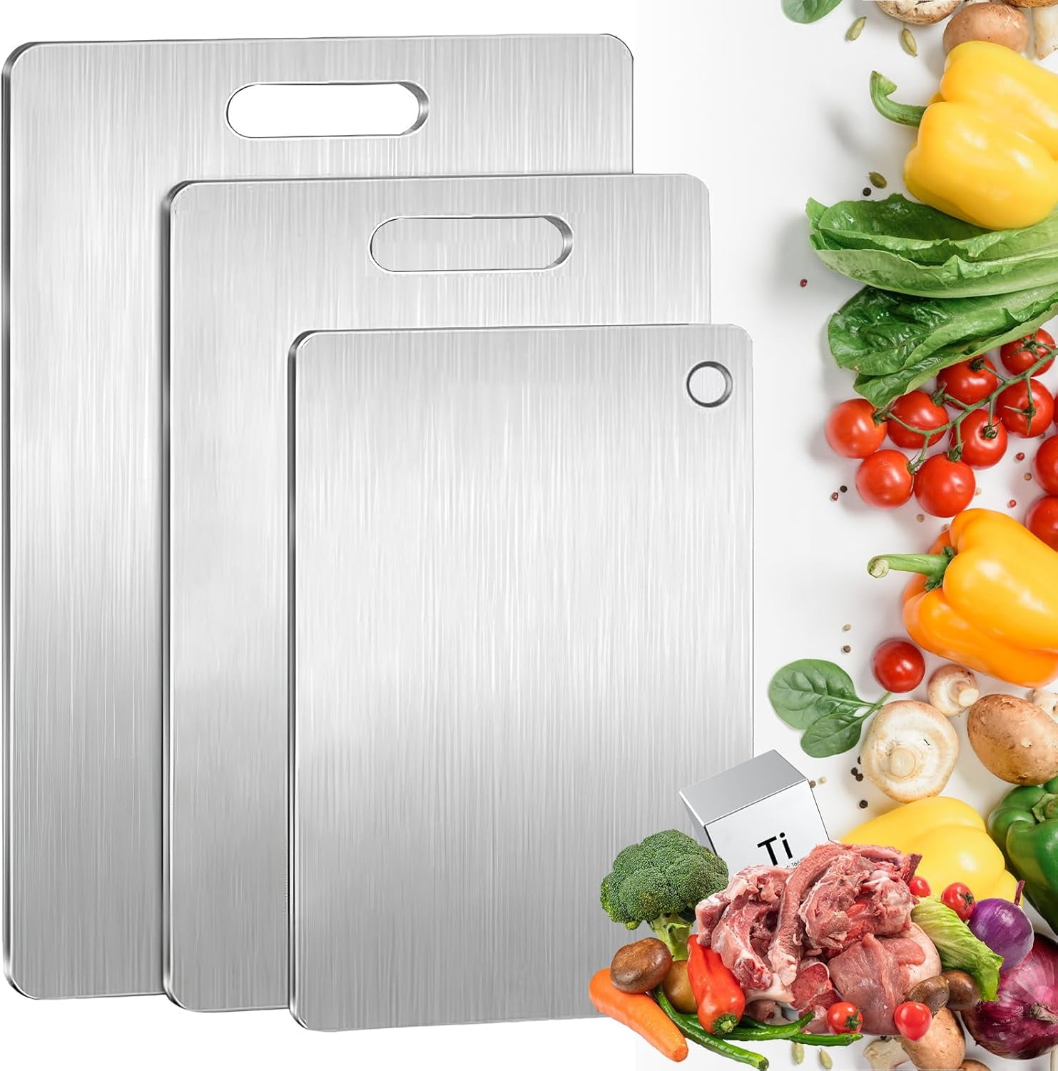 Titanium Cutting Boards for Kitchen, 100% ium Cutting Board Set of 3 ...