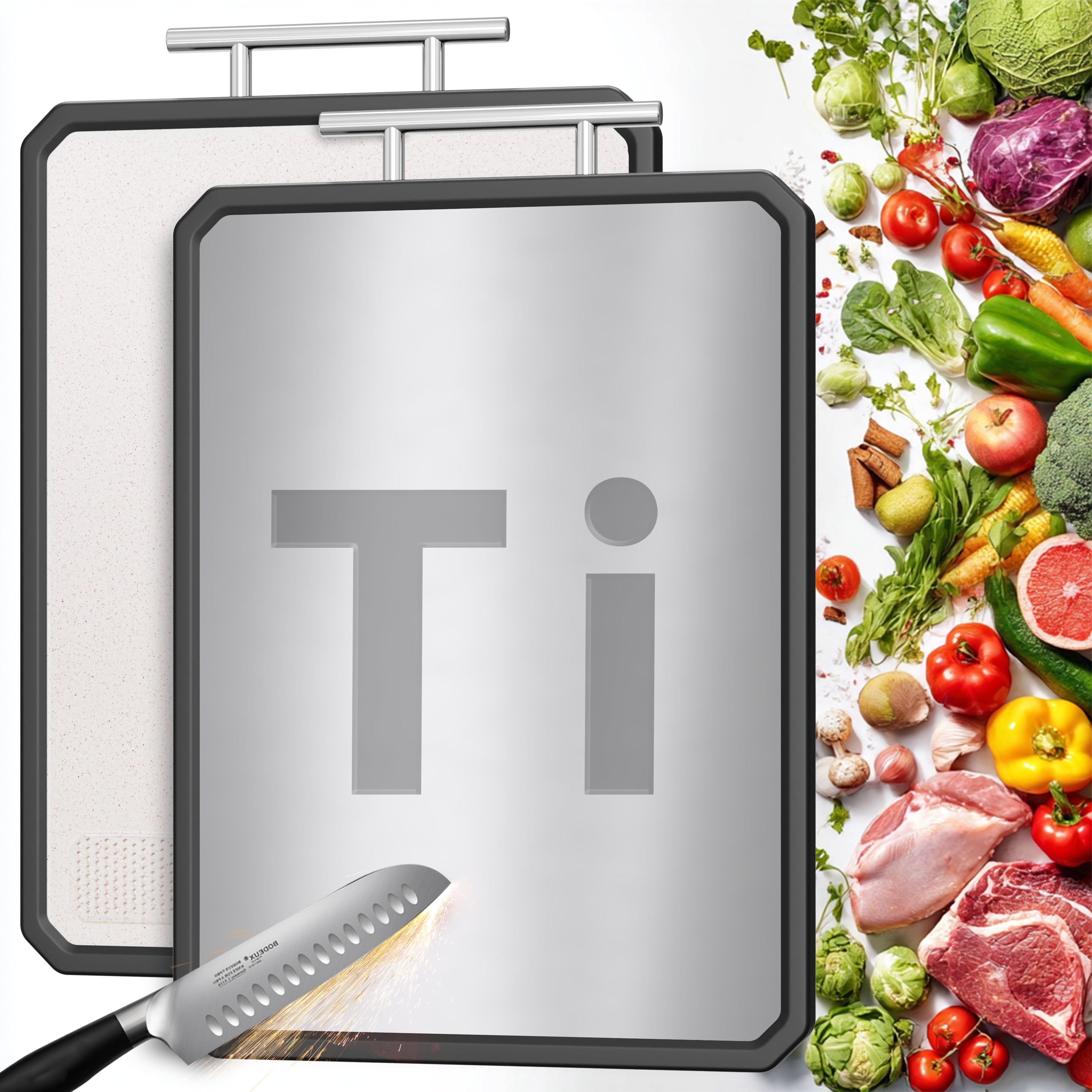 Tooloton Double Sided Titanium & Wheat Straw Chopping Board 16x11 ...