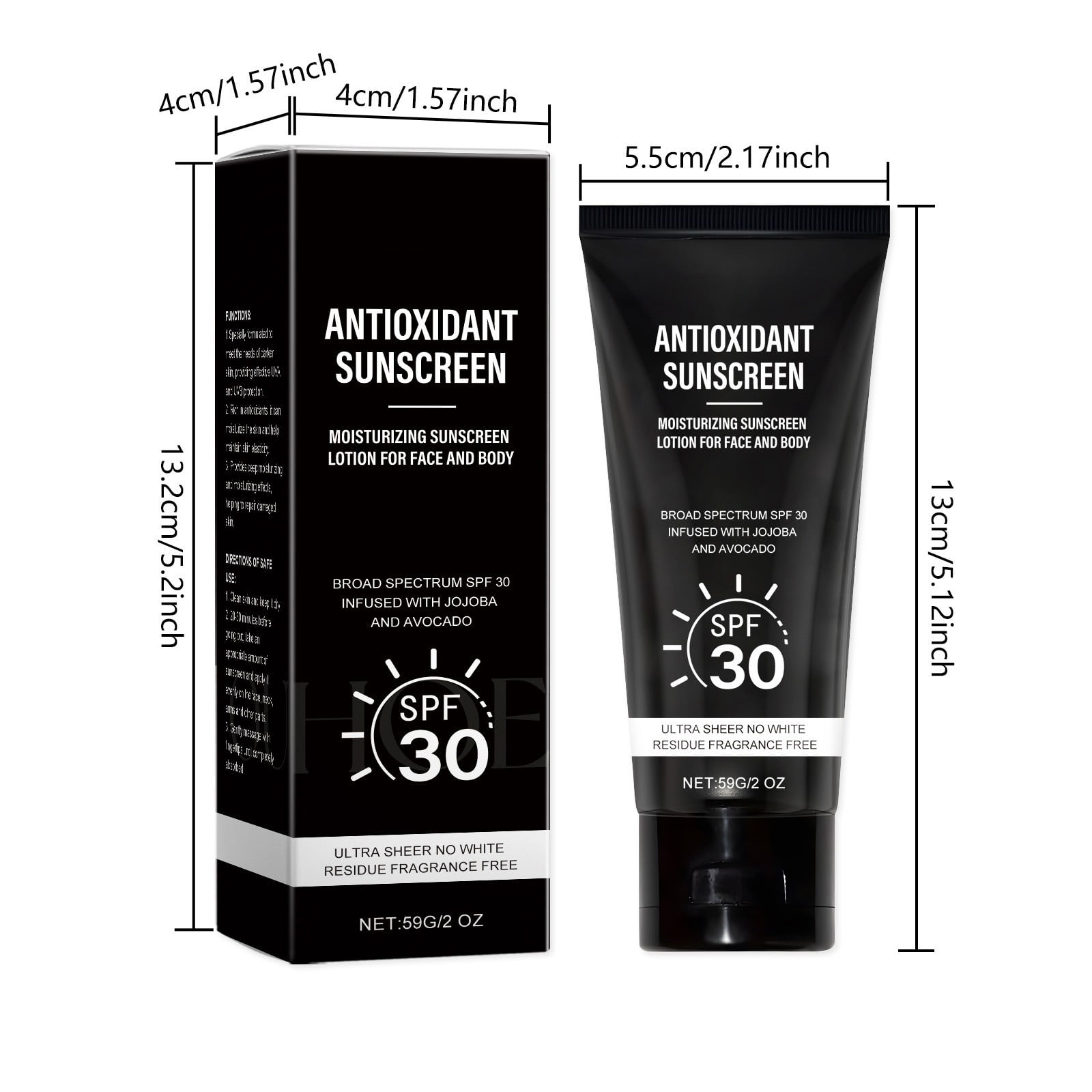 Titanium Dioxide & Zinc Oxide Sunscreen, Antioxidant for Face and Body ...