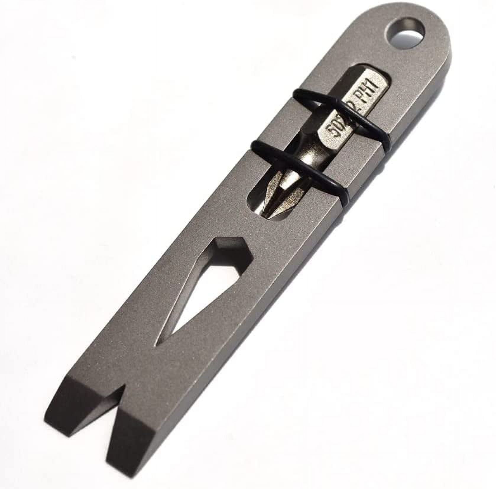 Titanium EDC Pry Bar Multitool Keychain Screwdriver Crowbar Cross Head ...