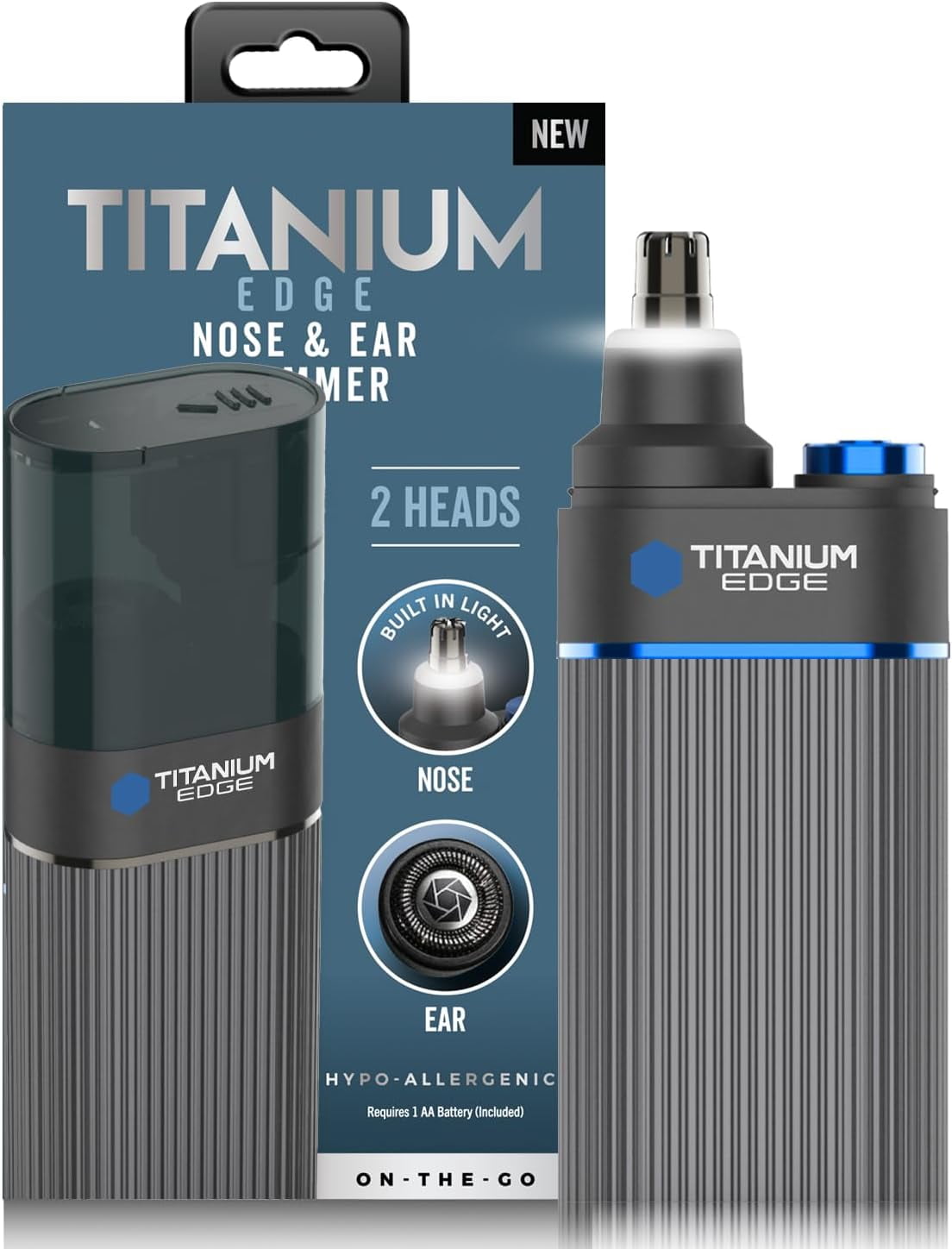 Titanium Edge Ear & Nose Trimmer – Dual Rotary Blade Heads with Light ...