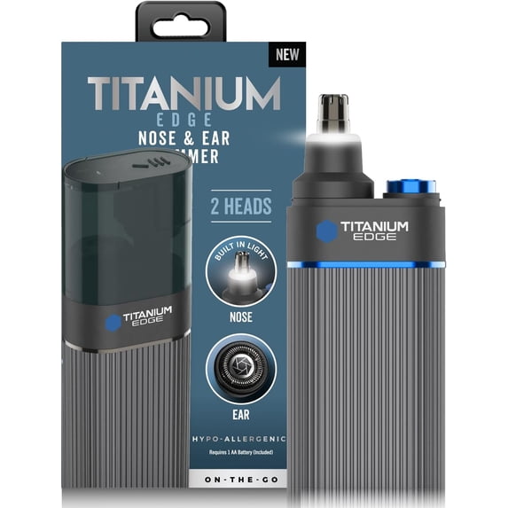 Titanium Edge Ear & Nose Trimmer – Dual Rotary Blade Heads with Light ...
