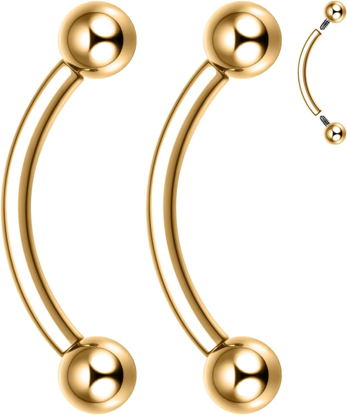 Titanium Eyebrow Jewelry - Curved Barbell & Labret Stud, 16g - Belly ...