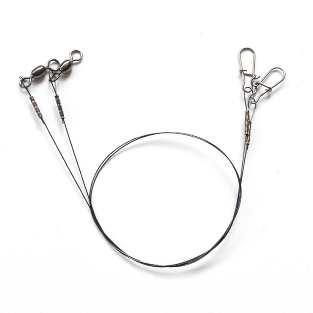 Titanium Fishing Leader Line with Swivel Snap,30-35cm,14-18Kg Strength ...