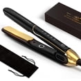 Titanium Flat Iron, 24K Salon Professional Hair and Curler 2 in 1, Non ...