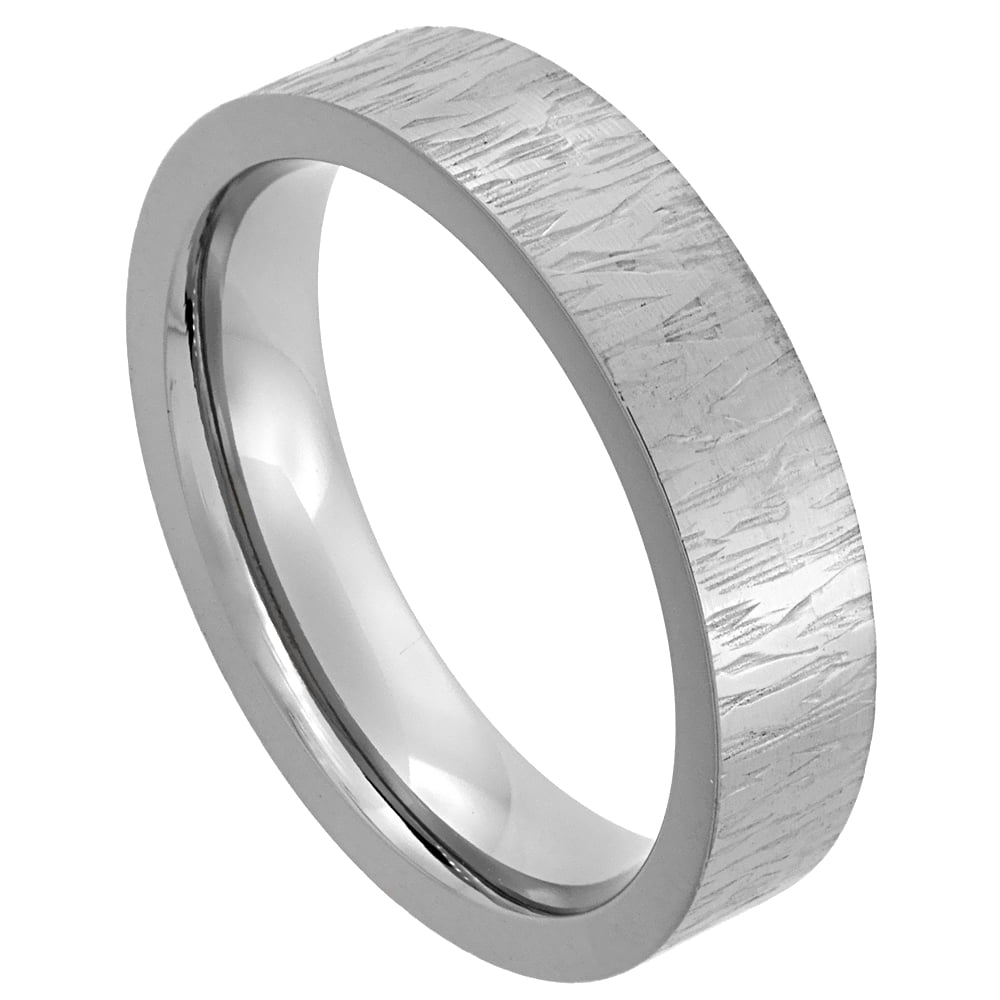 Titanium Flat Rain Pattern Finish Wedding Band Ring 5mm - Walmart.com