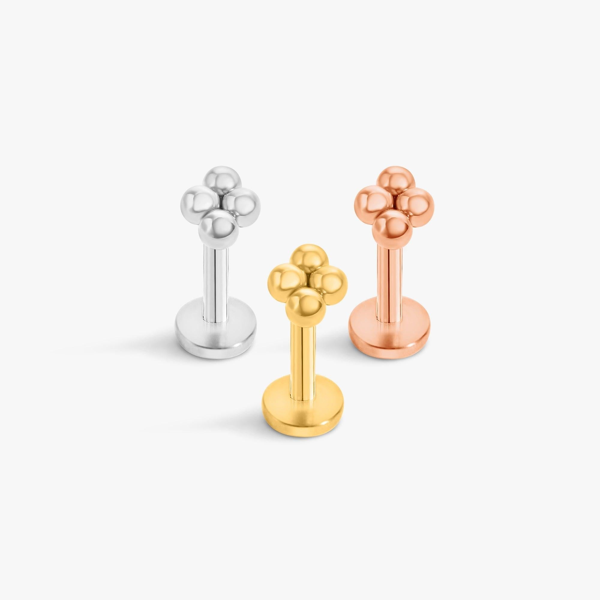 Titanium Four Bead 16G Internally Labret Stud - Walmart.com