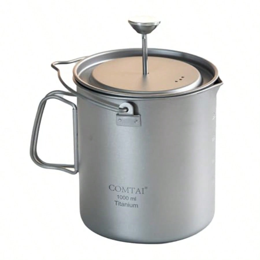 Titanium French Press Pot 1000mL/35 fl ozCoffee Maker Camping with Lid ...