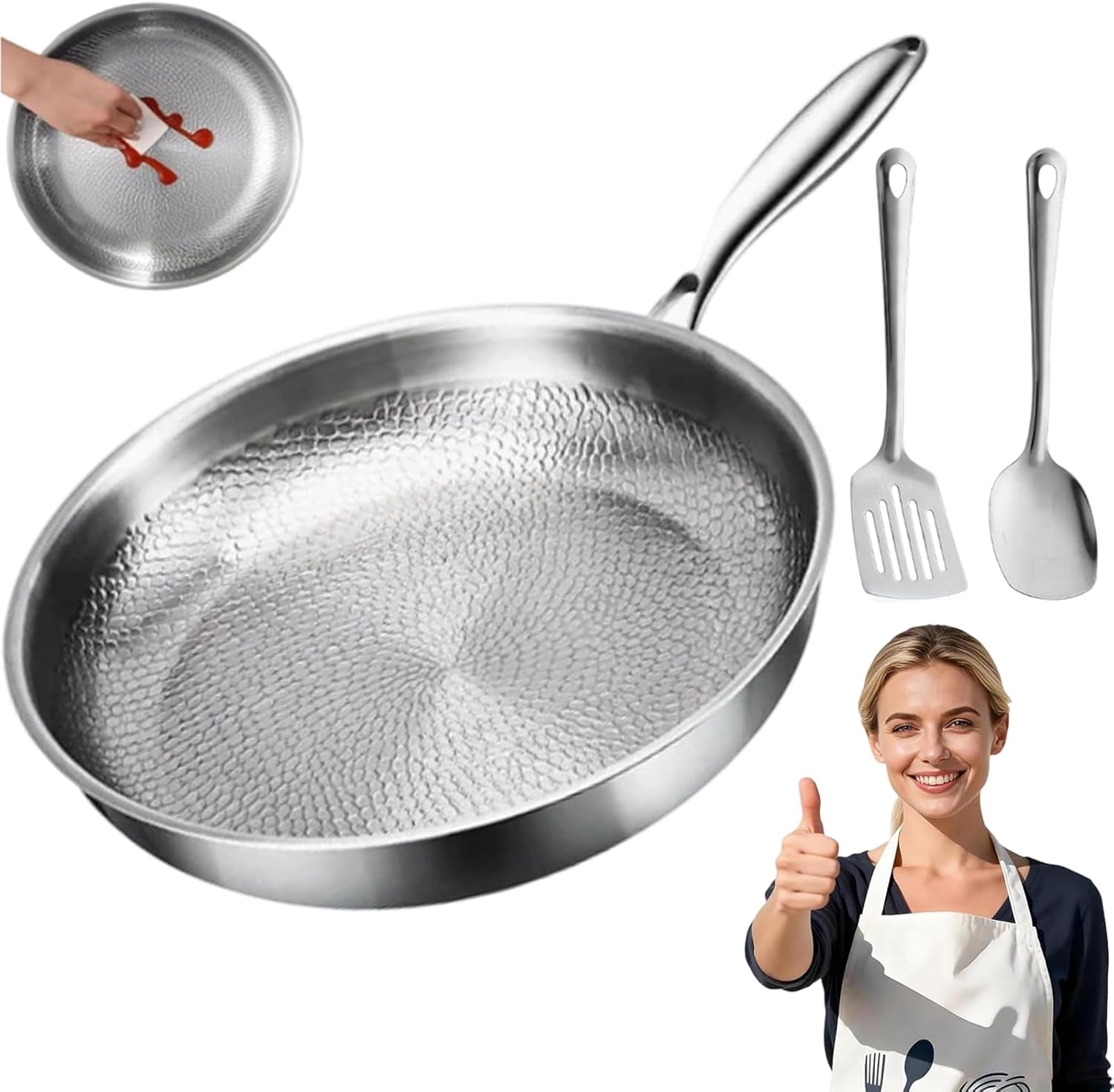 Titanium Frying Pan with Lid, Durable Scratch-Resistant Titanium Frying ...