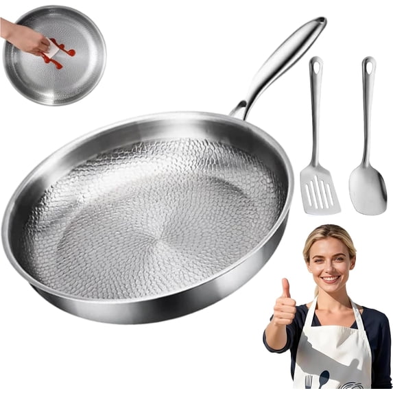 Titanium Frying Pan with Lid, Durable Scratch-Resistant Titanium Frying ...