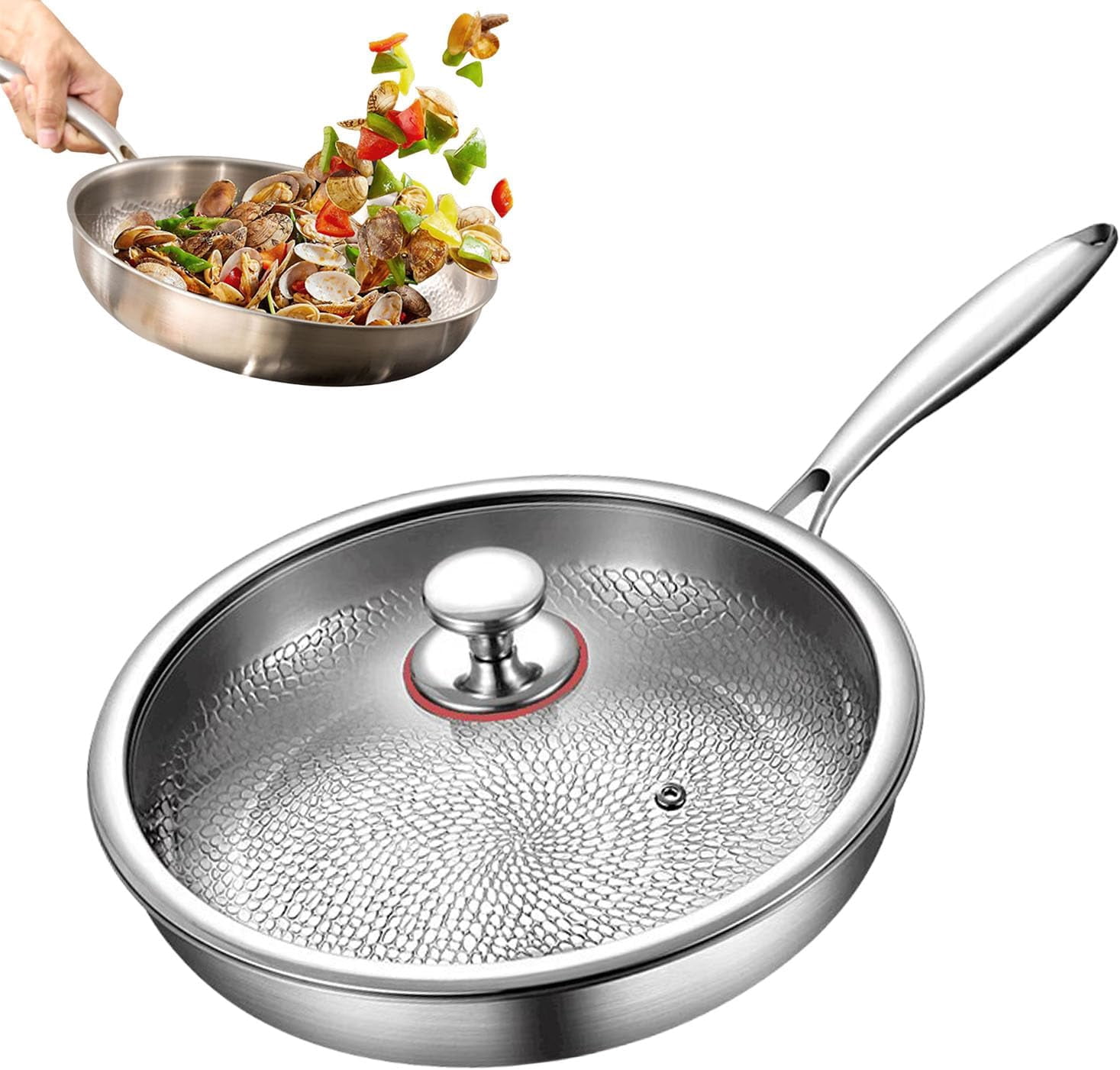 Titanium Frying Pan for Cooking, Titanium Hammered Non Stick Pans(With ...