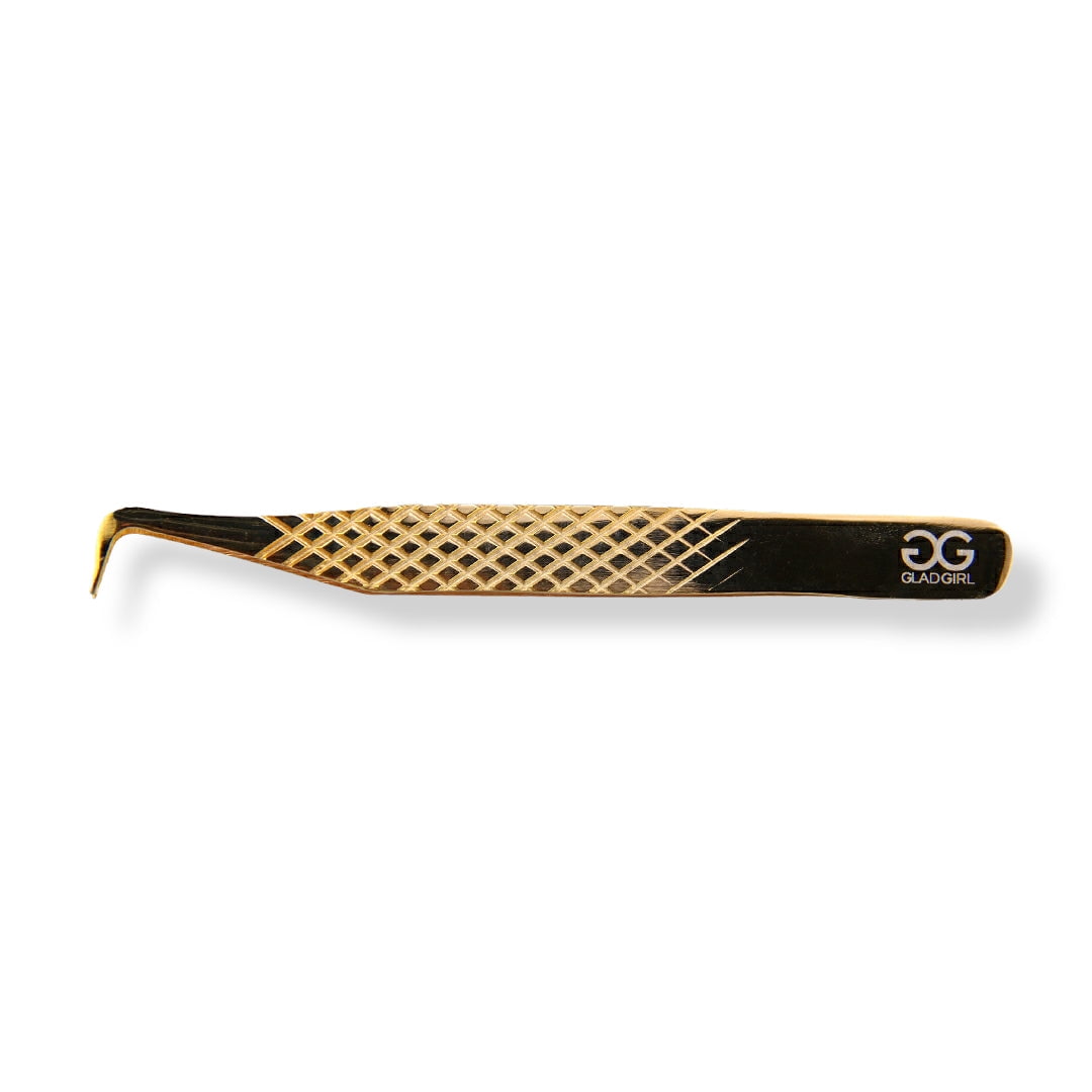 Titanium Gold Diamond Grip Eyelash Extension Tweezers - Walmart.com